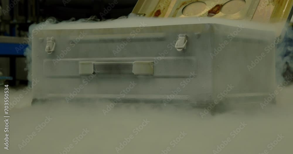 Cryogenic reaction: liquid nitrogen vaporizing from the vintage metal ...