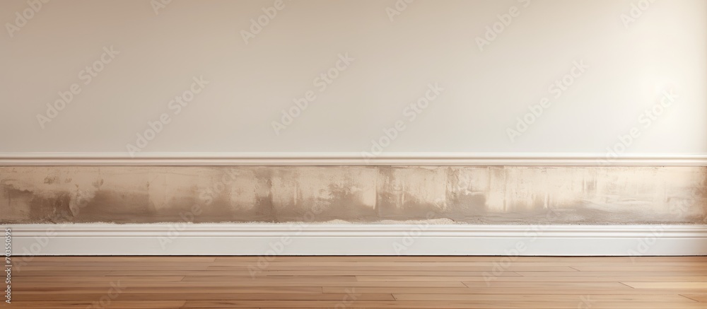 Skirting board came off wall due to flooding. Stock Photo | Adobe Stock