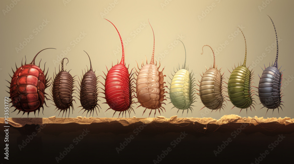 Different stages in the life cycle of a centipede Stock Illustration ...