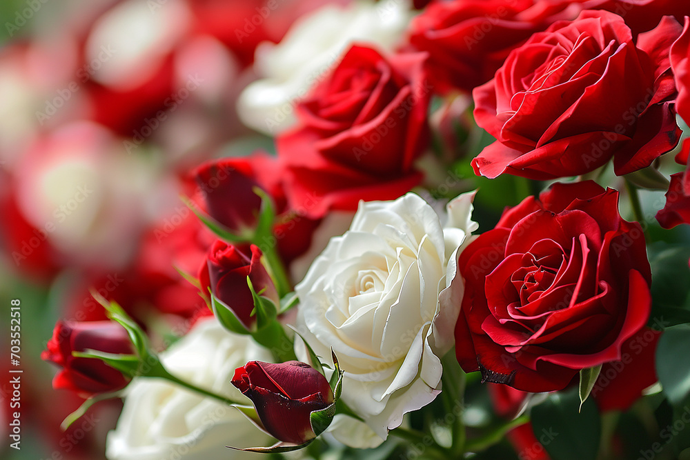 Striking Red and White Rose Background Created with Generative AI Tools ...