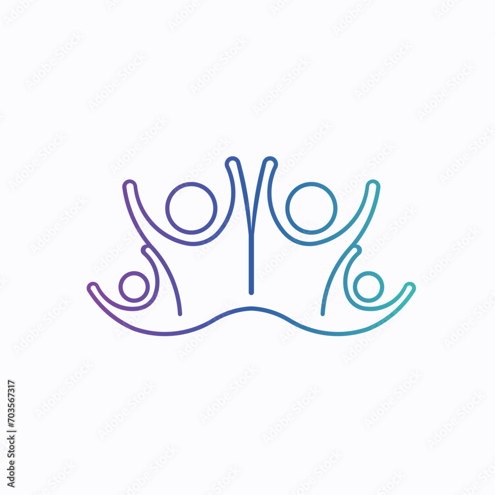 Community Harmony Logo - Four Abstract Line Art Figures in a Gradient ...