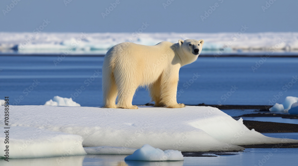 Polar bear in icy landscape, natural habitat. World Polar Bear Day ...