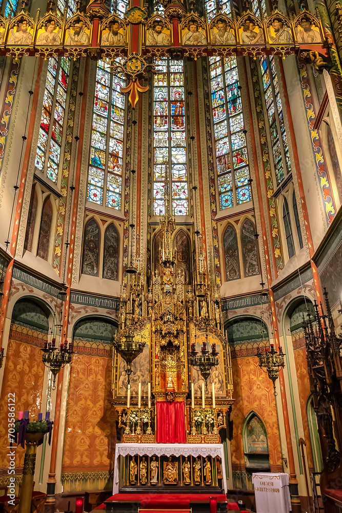 Interior of Roman Catholic Willibrord Church constructed between 1875 ...
