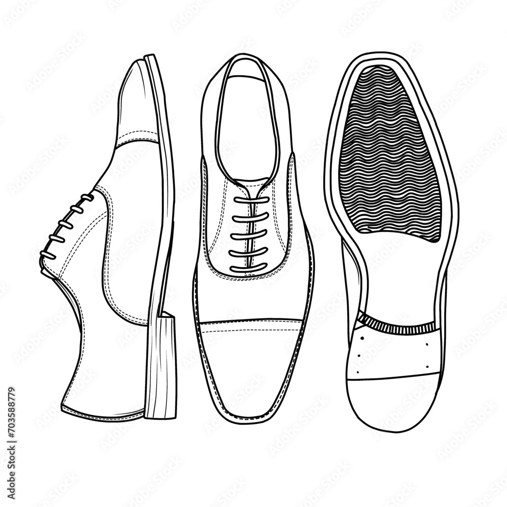 Vector Illustration Men's formal leather shoes hand drawn collection ...