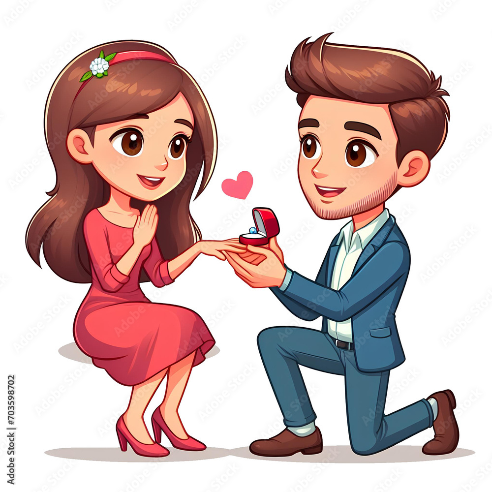 Caricature of a Man Proposing to a Woman. cartoon illustration isolated ...
