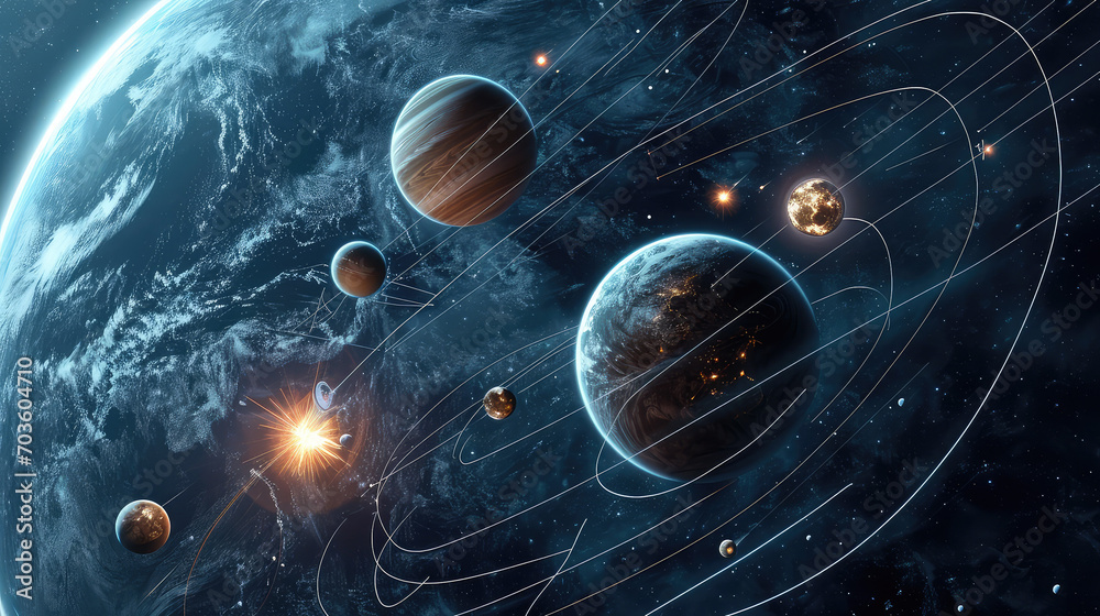 Charting Interplanetary Travel: Navigating Celestial Routes Stock ...