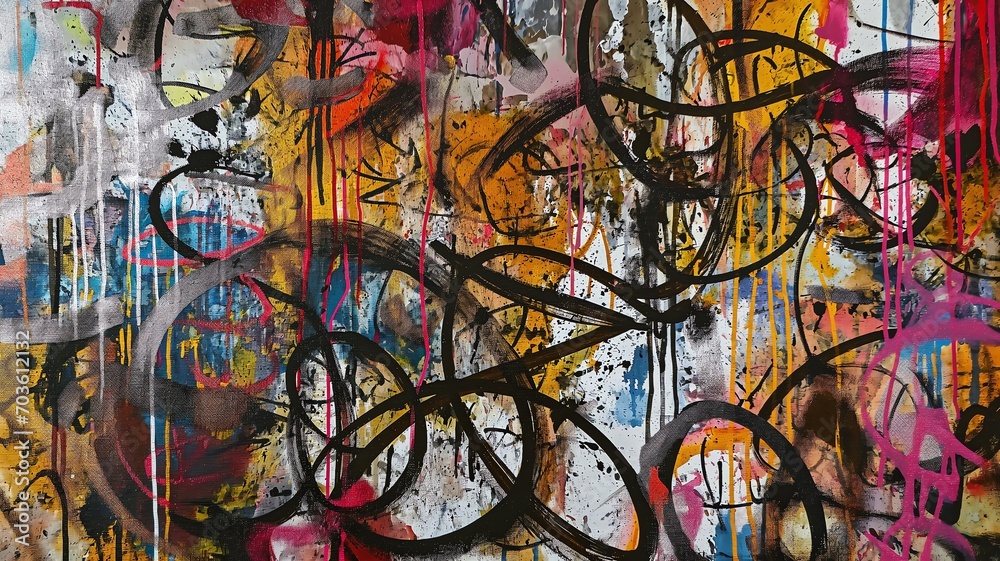 Graffiti background with spray paint and messy tags, nothing legible ...