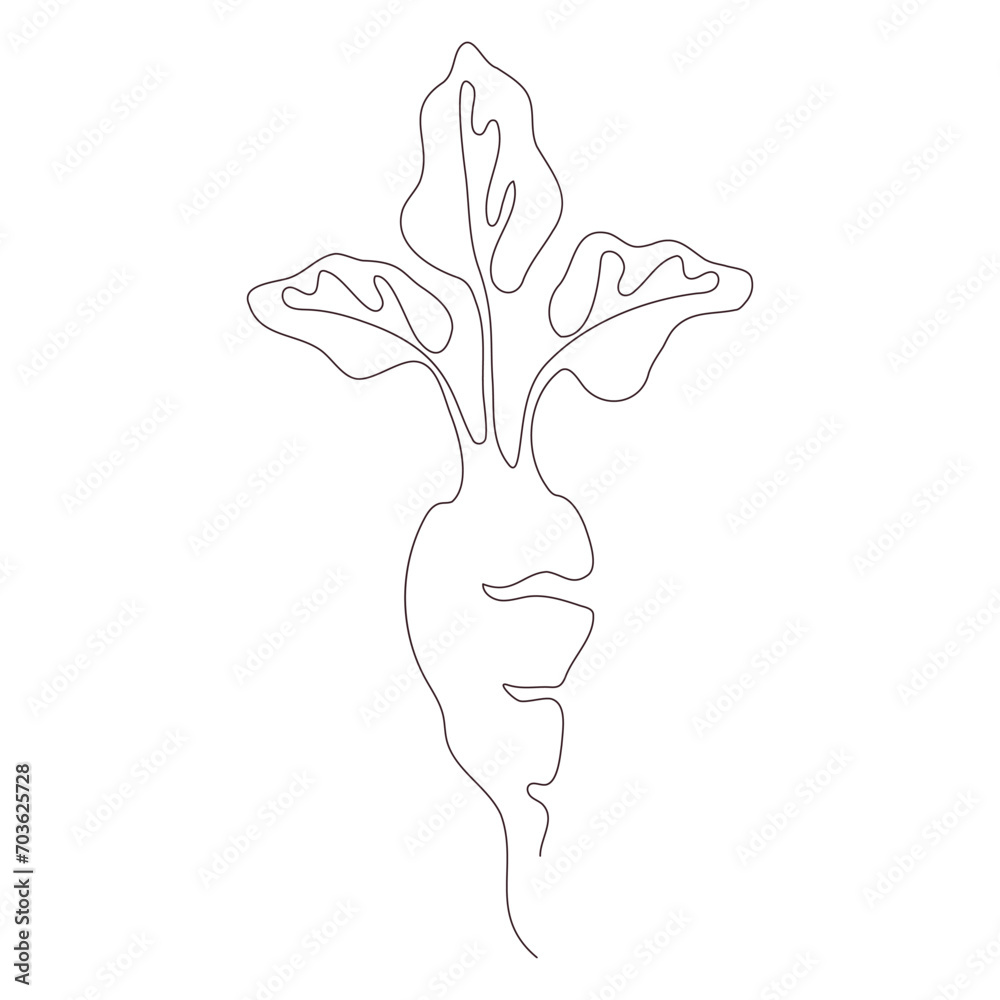Simple sugar beet design in continuous line art drawing style. Vector ...