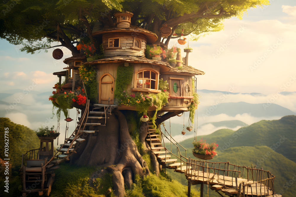 wood tree, wooden tree house, lodge in tree, fun tree hoouse, natural ...