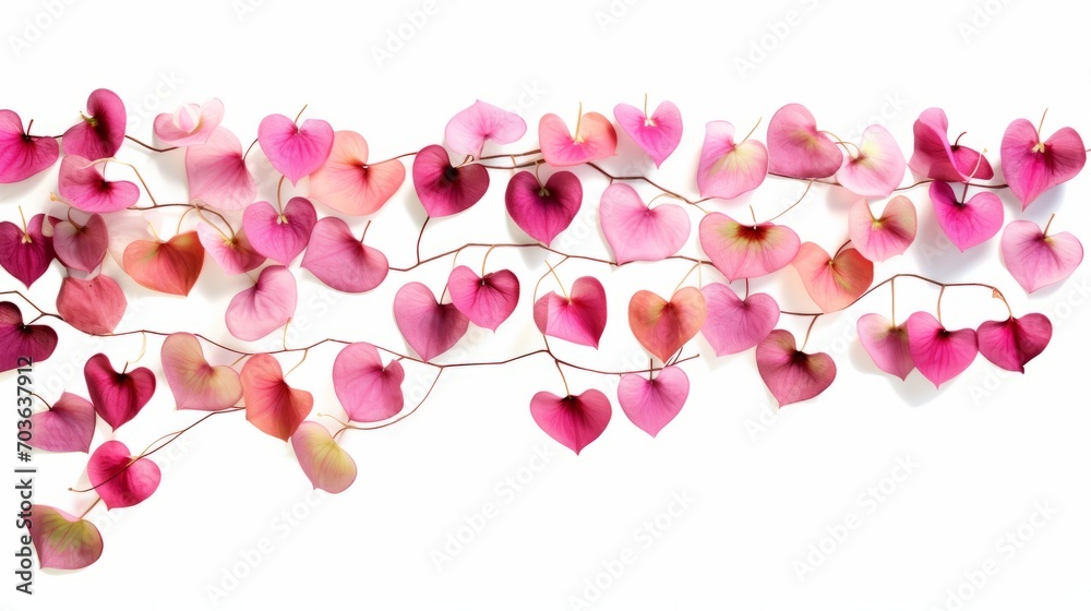 String of Hearts plant with dried pink flowers isolated on white ...