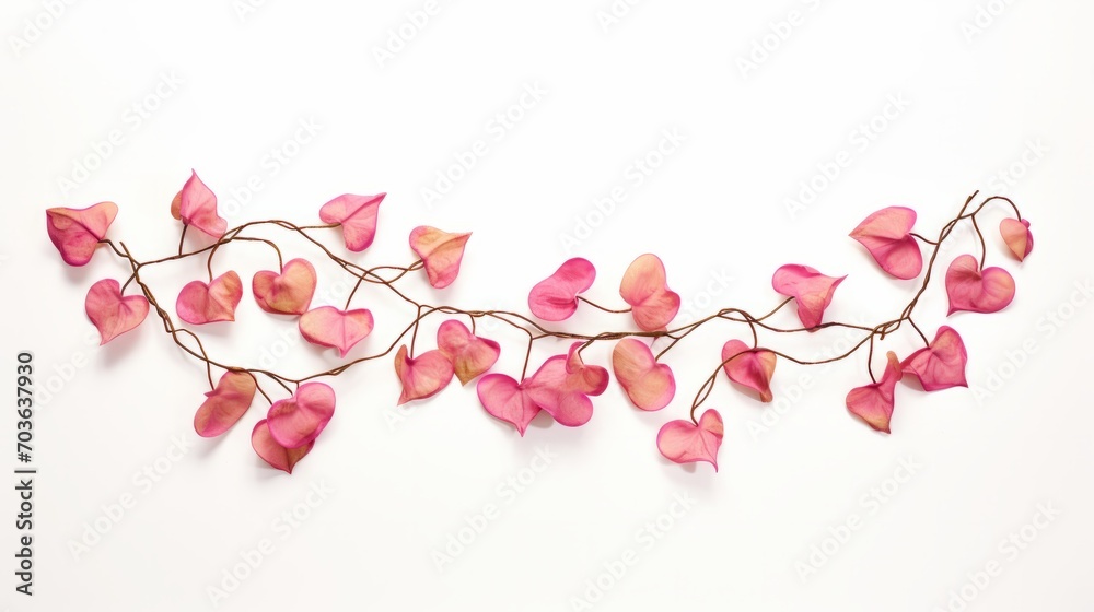 String of Hearts plant with dried pink flowers isolated on white ...