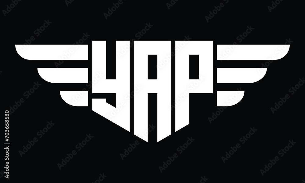 Vecteur Stock YAP three letter logo, creative wings shape logo design ...