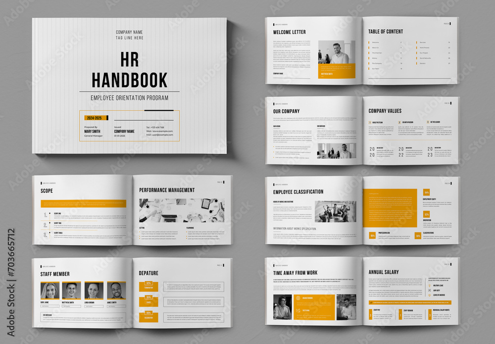 Employee Handbook Landscape Template Design Stock Template | Adobe Stock
