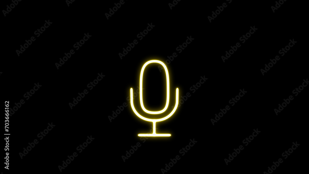 Neon glowing microphone icon on the black background. neon mic icon ...