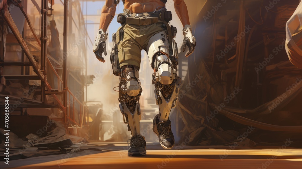 Generative AI A detailed illustration of a person wearing a bionic ...