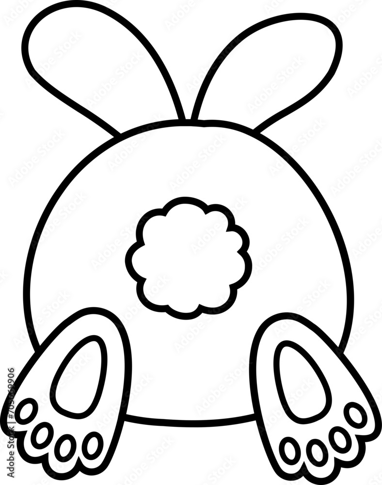 Cute bunny butt outline vector. Rabbit Tail outline vector. Stock ...