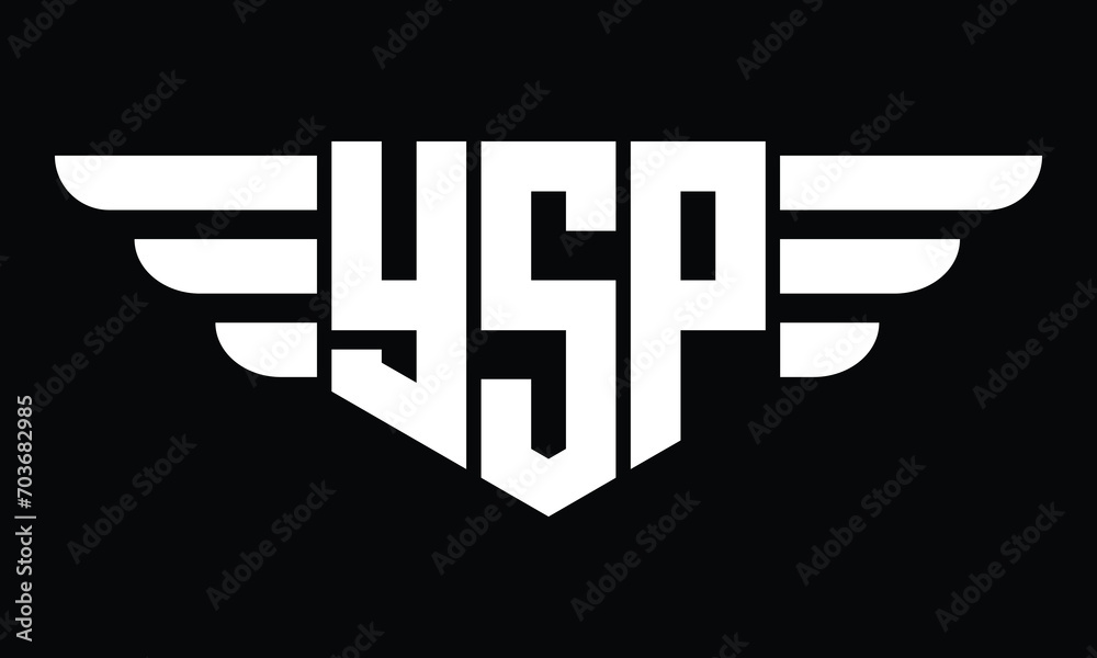YSP three letter logo, creative wings shape logo design vector template ...