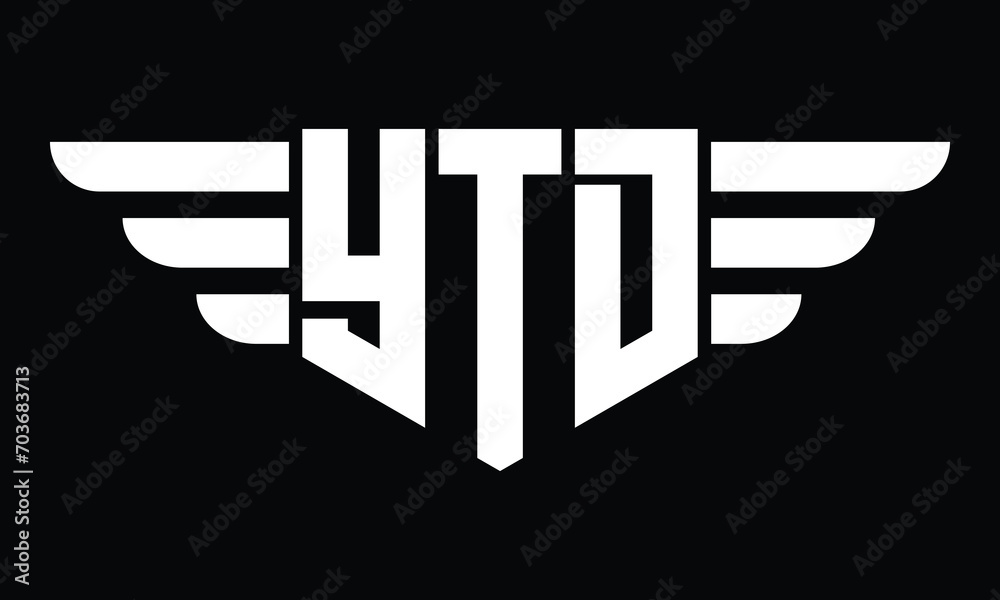 Vecteur Stock YTD three letter logo, creative wings shape logo design ...