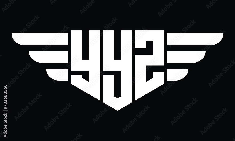 YYZ three letter logo, creative wings shape logo design vector template ...
