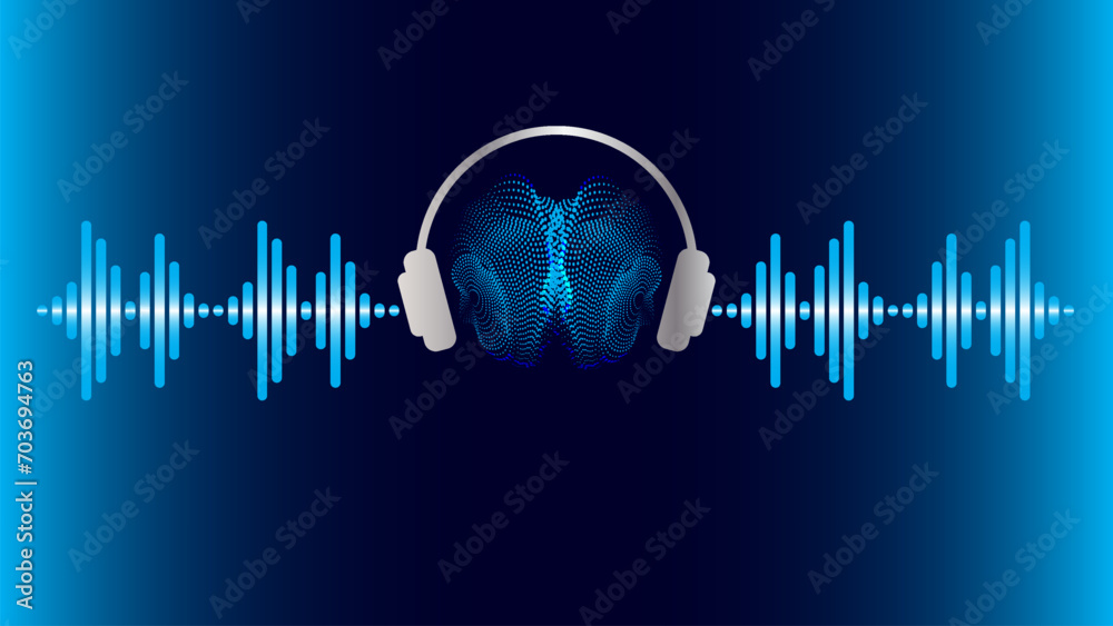 Blue neuron soundwave wallpaper. Music soundwave flows to the brain ...