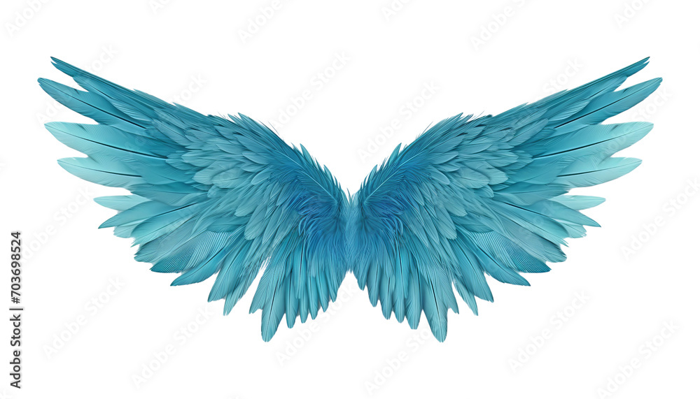 blue angel wings isolated on transparent background cutout Stock ...