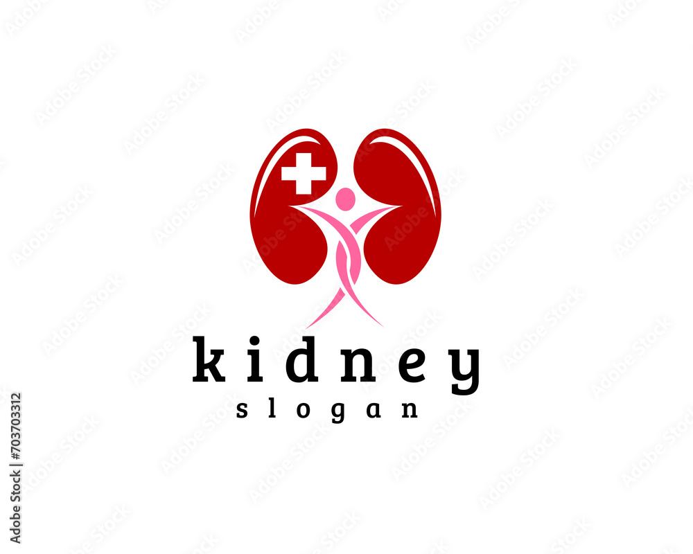 kidney logo design template red kidneys and people raising their hands ...