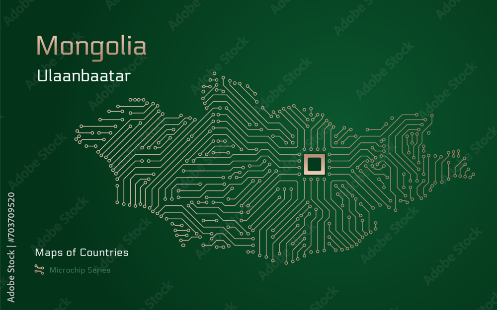 Vetor de Mongolia Map with a capital of Ulaanbaatar Shown in a ...
