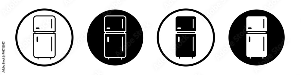 Fridge icon set. kitchen food storage refrigerator vector symbol in a ...