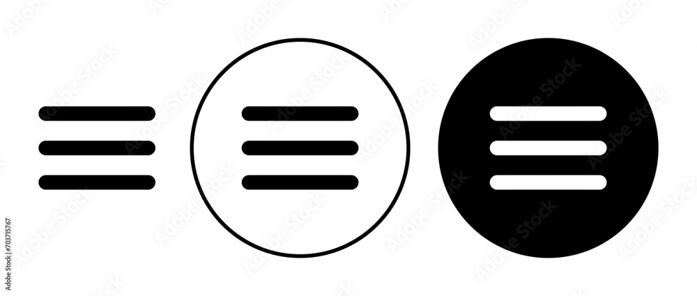 Menu Vector Illustration Set. Mobile Web Hamburger Button sign suitable ...