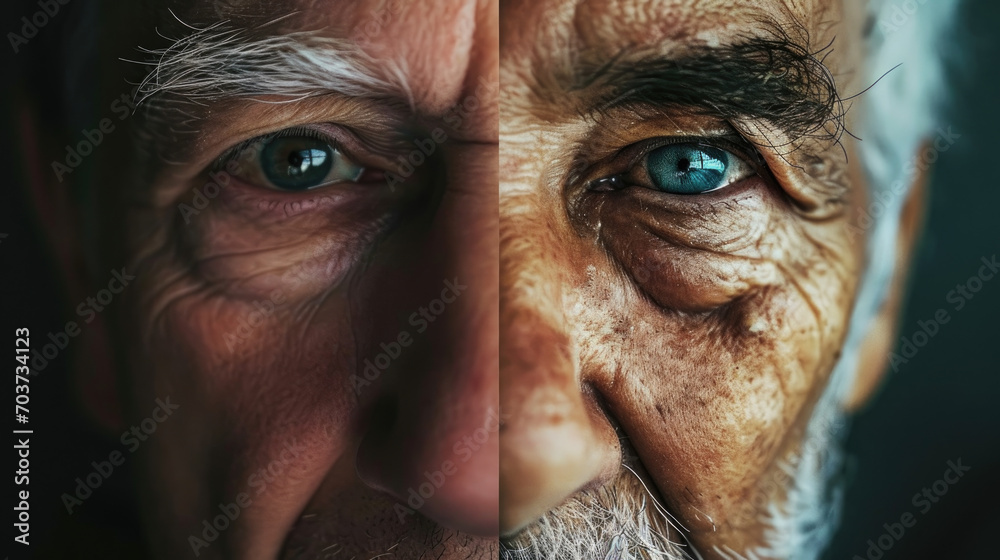 Dramatic Close-Up Portrait of a Young-Old Person's Face - Capturing the ...