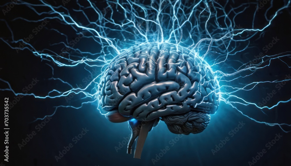 a computer generated image of a brain with a lot of electrical ...