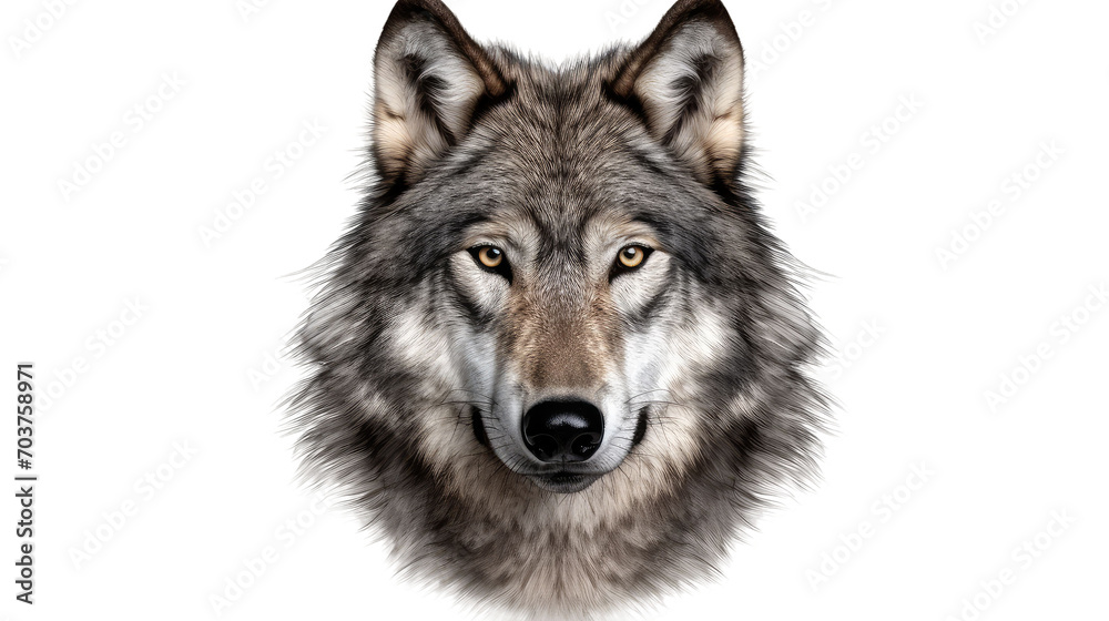 wolf, face shot isolated on transparent background cutout Stock Photo ...