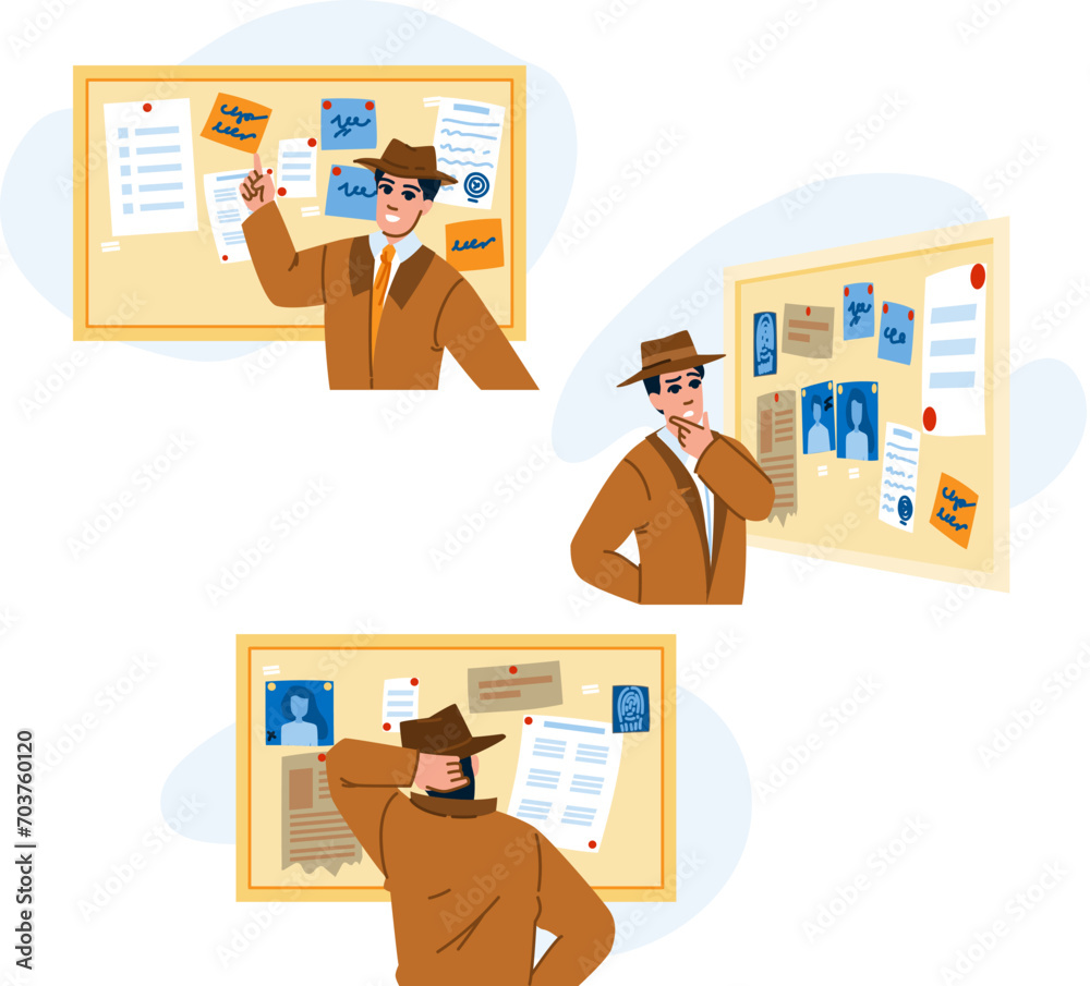 criminal detective board vector. wall map, mafia murder, scene pin ...