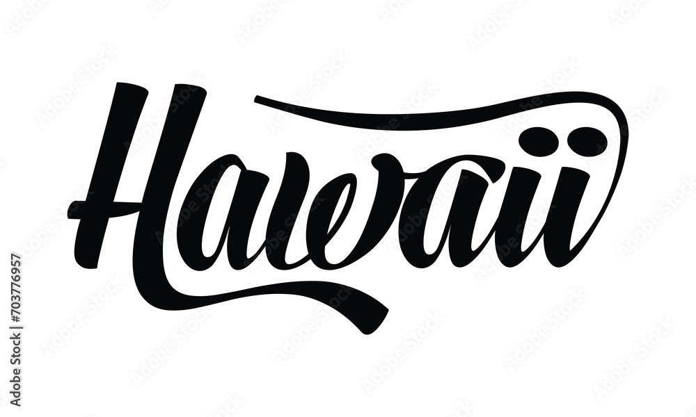 Hawaii hand lettering design calligraphy vector, Hawaii text vector ...