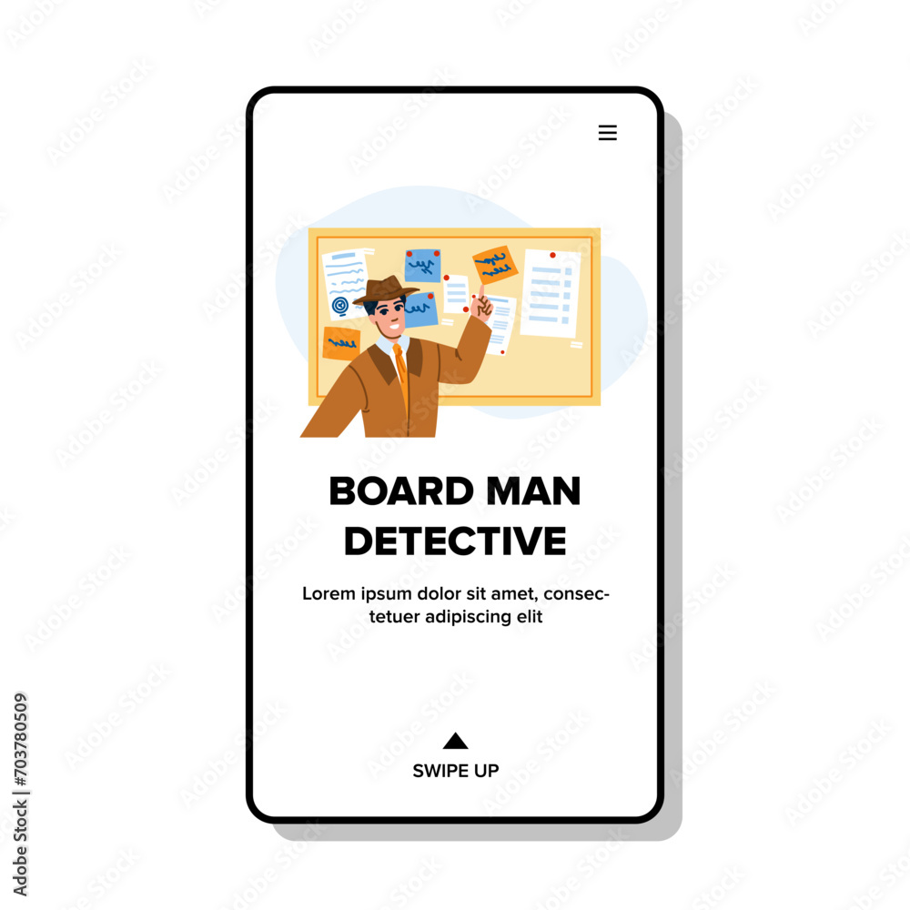 evidence board man detective vector. criminal investigate, crime wall ...