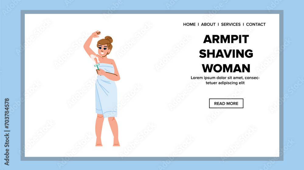 model armpit shaving woman vector. skin beauty, body clean, happy asian ...