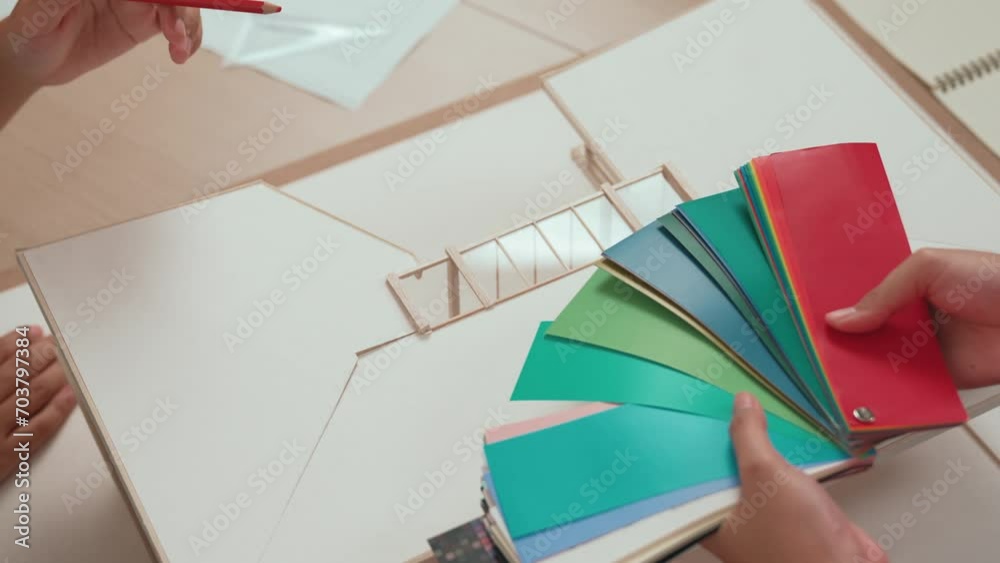 Vidéo Stock Slow motion home designer using architectural equipment ...