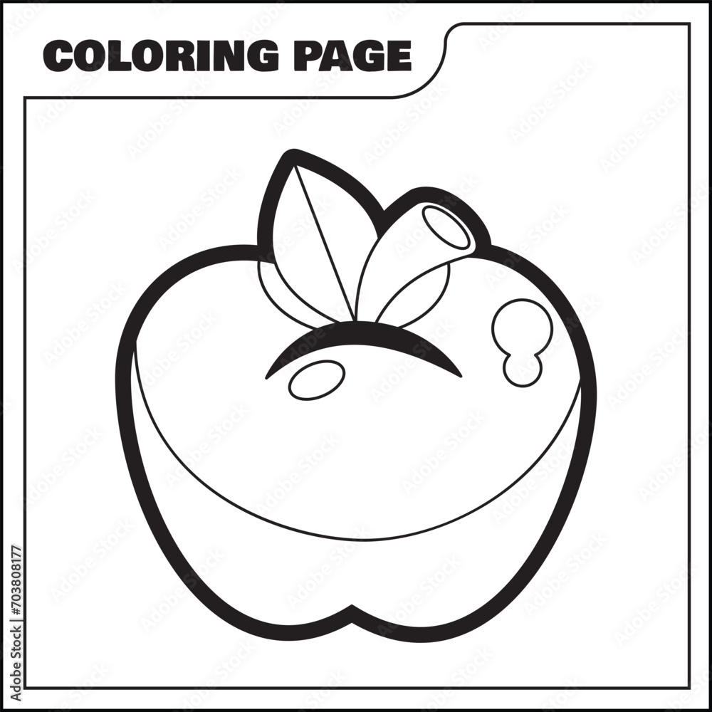 coloring page of red apple vector illustration, red apple clip art ...