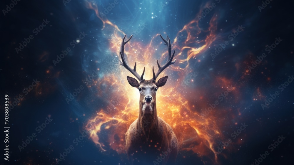 Epic deer animal fantasy in dramatic background. AI generated image ...