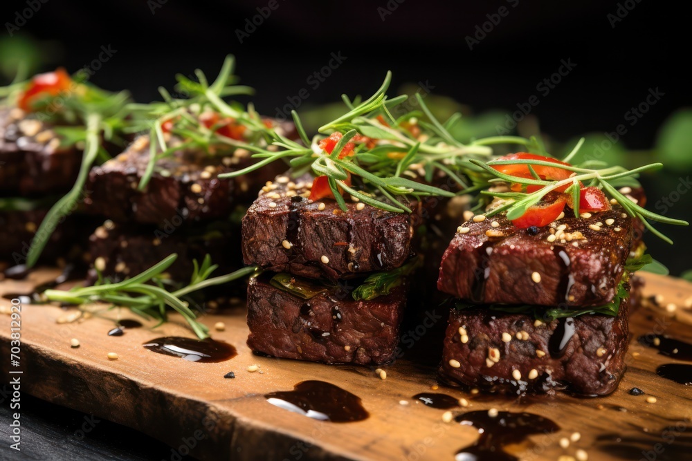 vegan meat appetizer at a party. Catering business. Plant-based healthy ...