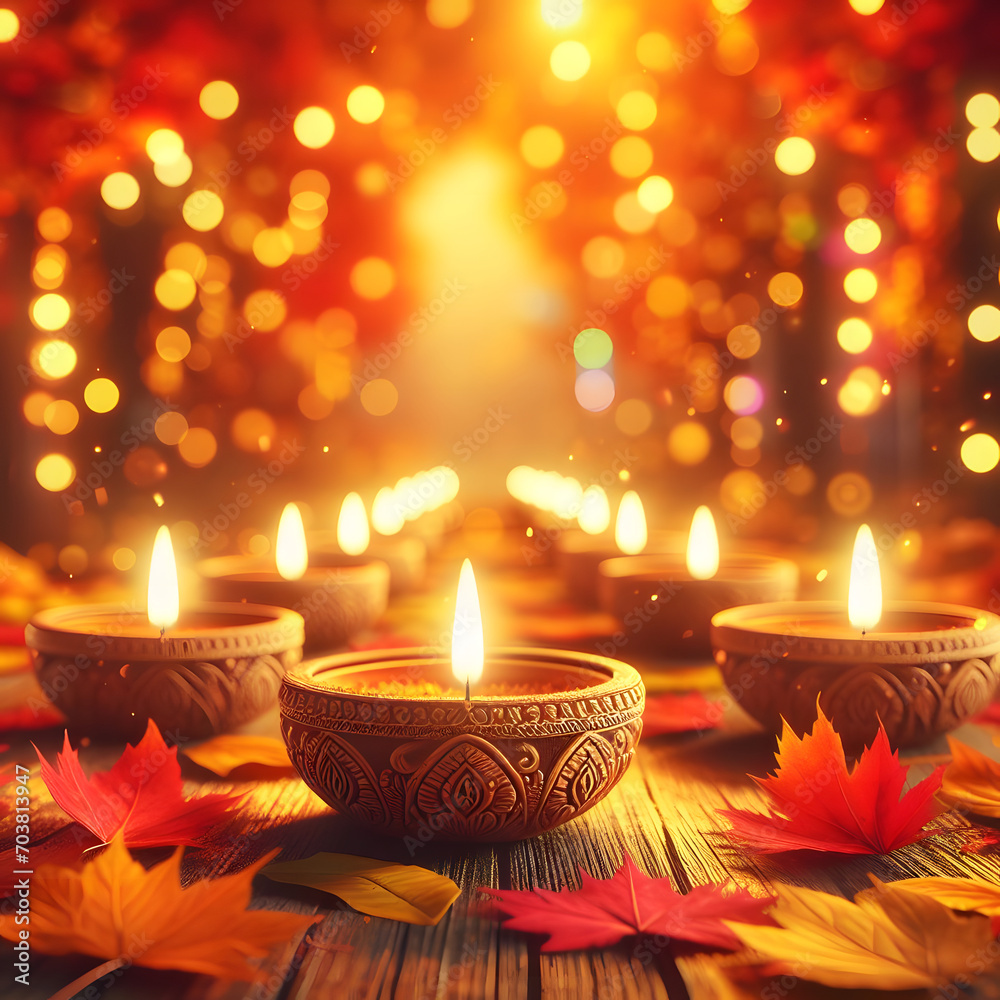 Image displaying the Indian Diwali festival of light with a row (avali ...