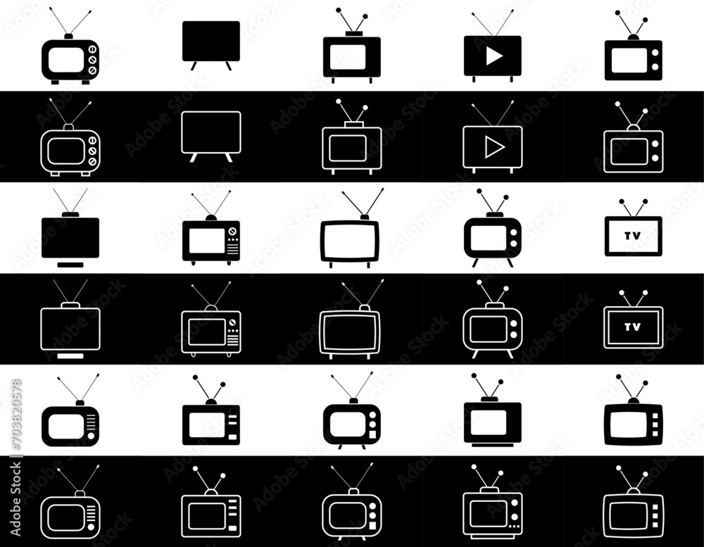 Set of tv icon. television screen. Video show, entertainment symbol ...
