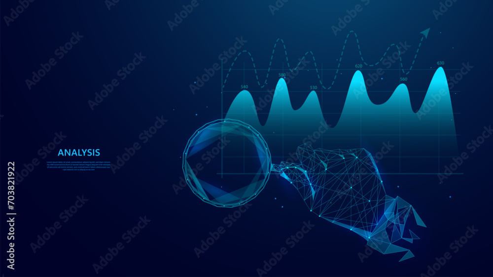 Illustration of the concepts of data analysis, financial analysis and ...