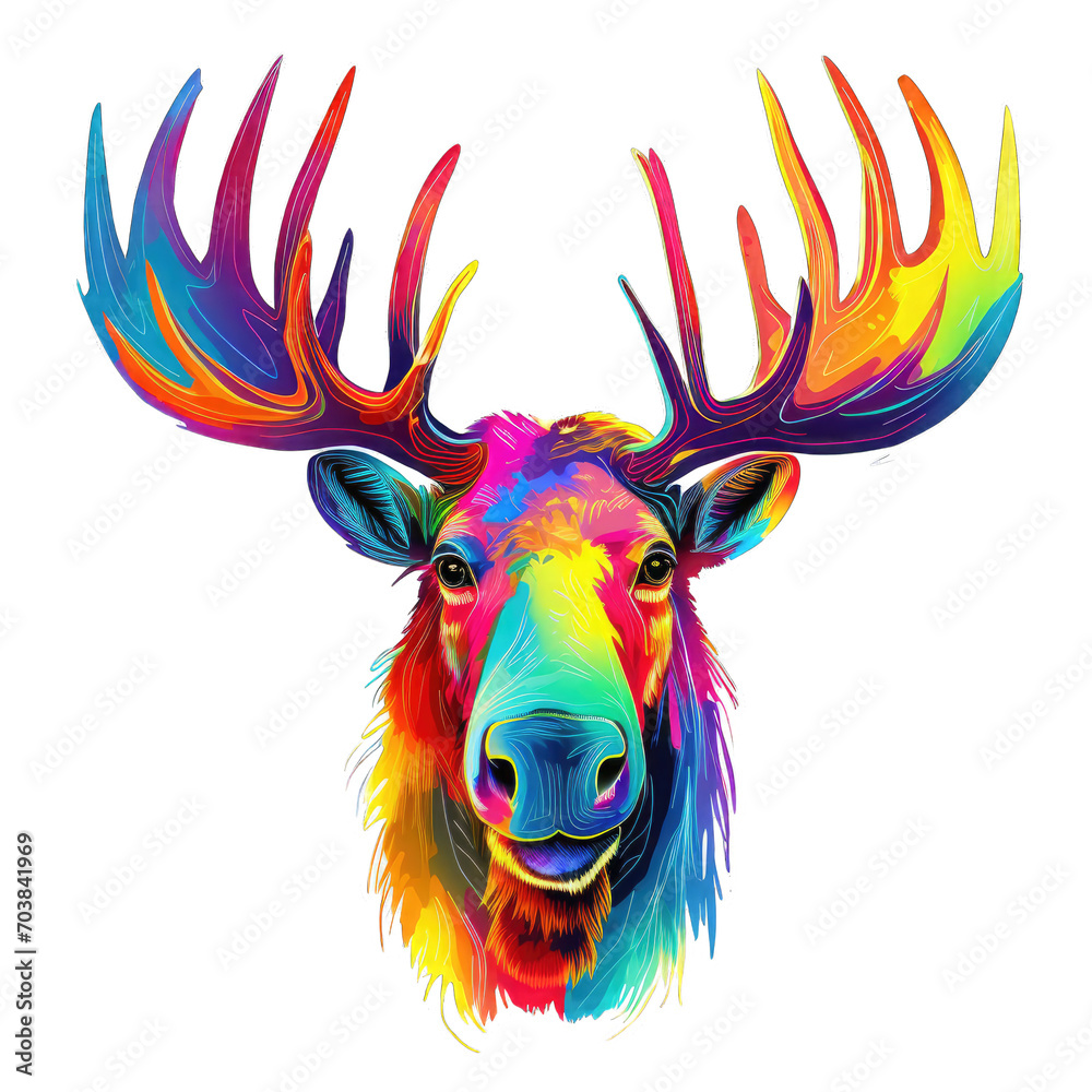 Abstract Moose Art Using Graphic Highlighter Lines for a Modern ...