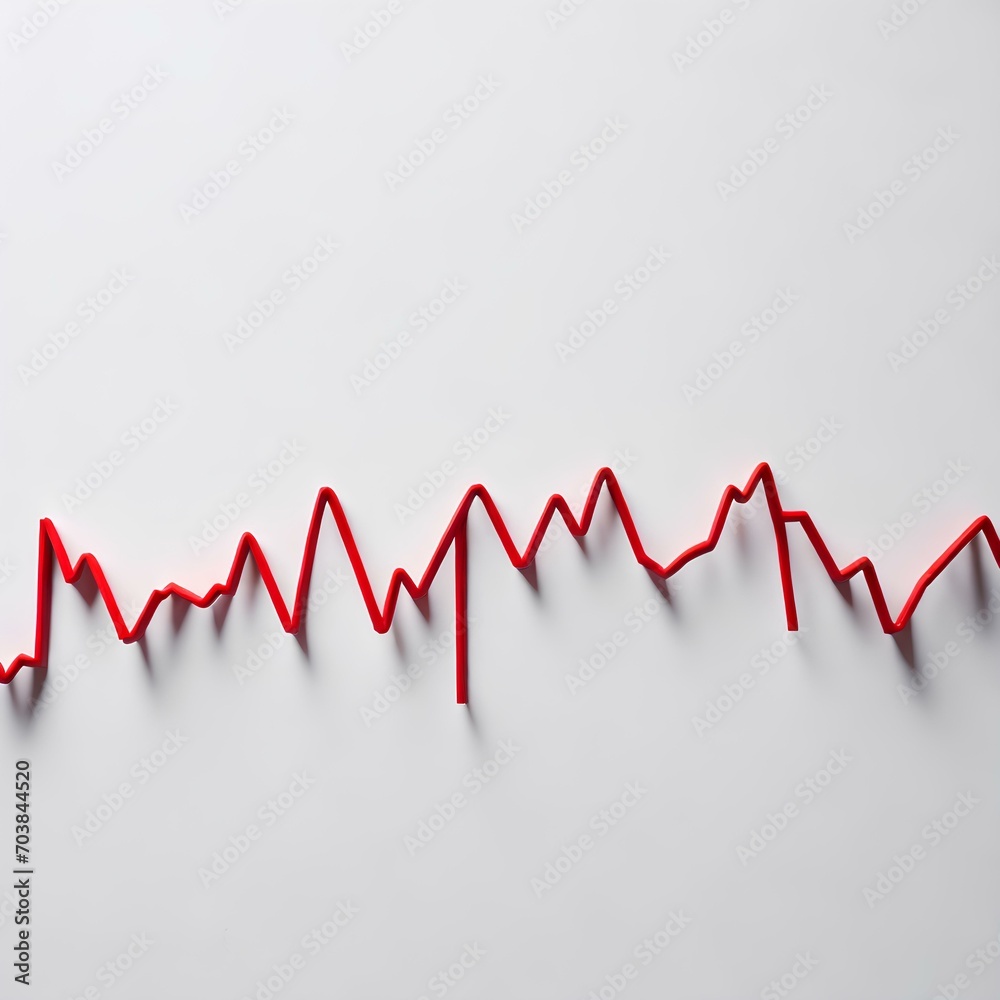 Red line. 3d line. Red heart beat line on white background. Red graph ...