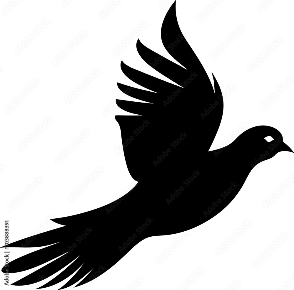 Dove illustration. Flying dove. Flying bird silhouette. Dove sign icon ...
