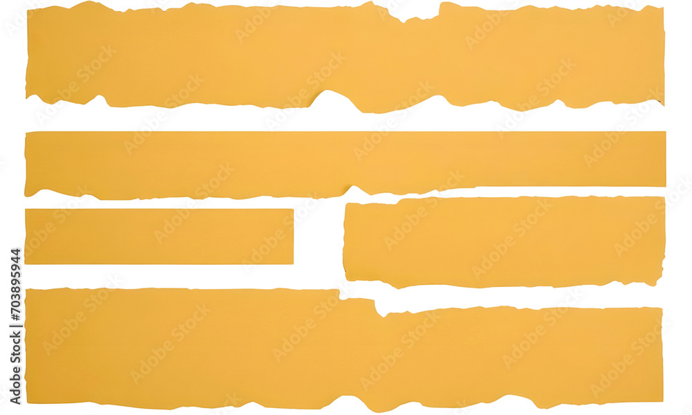 Strips of yellow textured kraft paper, Long paper tape isolated cutout ...