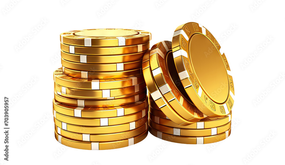Gold poker chips cut out Stock Photo | Adobe Stock