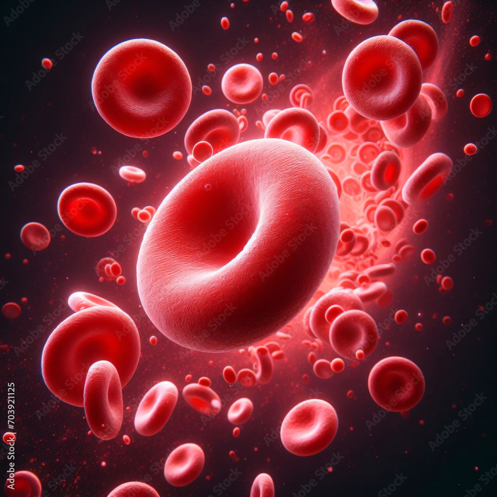 Red blood cells circulating in the blood vessels - leukocytes. Superior ...