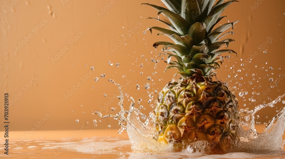 Tropical Tango, A Vibrant Dance of a Pineapple as It Plunges Into the ...